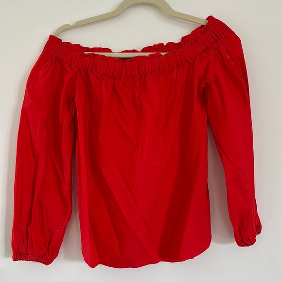 J. Crew | Tops | Jcrew Off Shoulder Red Poppy Top | Poshmark